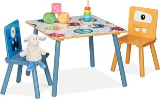 Relaxdays Relaxdays - Set table & 2 chaises enfants, table enfant avec 2 chaises, garçon & fille, mdf & bois, coin salon multicolore