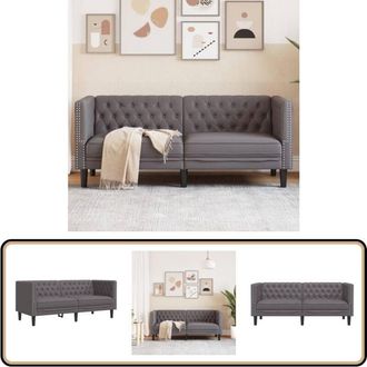 vidaXL Chesterfield-Sofa 2-Sitzer Grau Kunstleder - Vidaxl