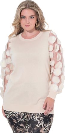 Miamoda Damen gro&szlig;e Gr&ouml;&szlig;en &Uuml;bergr&ouml;&szlig;en Plus Size Pullover, Komfort Fit, Langarm mit 3D-Applikationen Dunkles kitt 58+ 842485300-58+