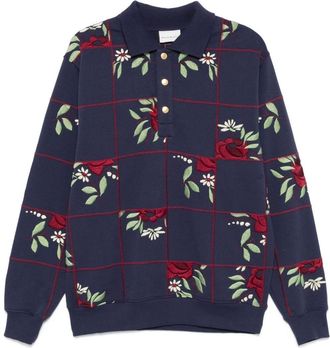 Drôle de Monsieur La Polo Patchwork Fleurs Oberteil - Blau