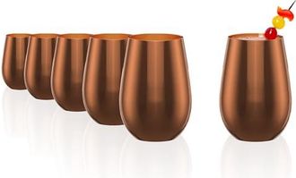 Stölzle Verres à Eau Elements Métalliques Bronze 6x465ml - Verres Cristal pour Eau, Jus & Cocktails - Verres Élégants Résistants aux Chocs - Lavables au Lave-