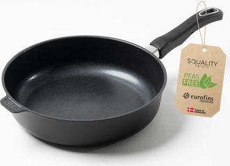 Squality Premium Sauteuse Pfanne 28 cm - PFAS-freie Antihaft Pfanne aus D&auml;nemark | Ofenfest bis 260 &deg;C, induktionsgeeignet, ergonomisch geformt, f&uuml;r gesundes K