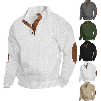 Generic Pull d&eacute;contract&eacute; &agrave; manches longues en cachemire pour homme, col montant d&eacute;contract&eacute; &agrave; manches longues et col montant, blanc, 3XL