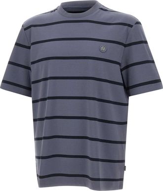 HUGO BOSS Homme, Tops, Gris, Taille: M T-shirt en coton merceris&eacute; avec monogramme Double B