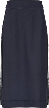 Maison Margiela Femme, Jupes, Bleu, Taille: 38 FR Jupe midi taille haute zipp&eacute;e sur le c&ocirc;t&eacute;