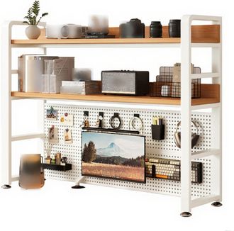 Generic Tischregale für Schreibtisch mit Pegboard - Verstärkter Stahlrahmen Kompatibel mit Computerbildschirm, Geeignet für Home Office Dorm und Wohnraum(Whit