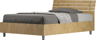 ITYhome Letto Una Piazza E Mezza Senza Rete 120x190 Testata Inclinata Con Doghe Quercia Ankel