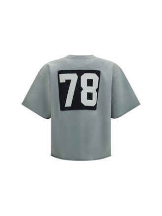 Golden Goose Mens Short-Sleeve Sweatshirt With Back Print Iceberg Green Cotton Sweatshirts Sweater