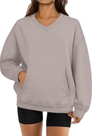 Generic Pull sexy et &eacute;l&eacute;gant pour femme avec col en V et poches lat&eacute;rales, beige, 3XL