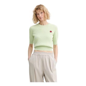 Kenzo Zopfmuster-Logo-Applikations-T-Shirt - - Knitwear - Damen - Gr&uuml;n - S