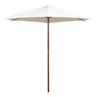 vidaXL Parasol avec Poteau en Bois Parasol de Terrasse Pare-soleil Parasol de Jardin Parasol de Patio Parasol dExt&eacute;rieur R&eacute;sistant aux UV 270x270 cm Blanc Cr