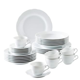 Kahla Rossella Kombiservice 30tlg. weiß | weißes Geschirrset für 6 Personen aus Porzellan