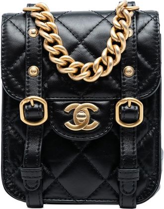 Chanel Hobo Bags - Mini Aged Calfskin City School Flap - Gr. unisize - in Schwarz - f&uuml;r Damen