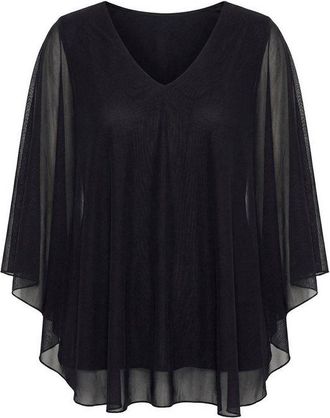 Miamoda Longbluse Meshbluse weite Passform Muster R&uuml;ckenschlitz