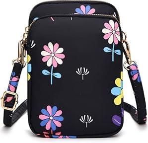 Generic Sac &agrave; bandouli&egrave;re pour t&eacute;l&eacute;phone portable, tissu Oxford imperm&eacute;able, mini sac &agrave; bandouli&egrave;re avec sangle r&eacute;glable, 17 x 11 x 5 cm, noir 1, 28 X 12 X 9 