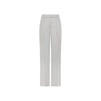 Seventy Krepphose aus Leinen und Viskose - - Trousers - Damen - Grau - 2XS
