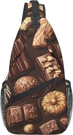 Generic Sacoche Homme Bandouliere D&eacute;licieux motif de chocolat Mode Sac &agrave; Bandouli&egrave;re Polyester Cross Body pour Homme Voyage Cyclisme