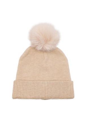 Queen Helena Chapeau dhiver Bonnet chaud avec PON PON PON Casual Femme CP09, beige, Taille Unique
