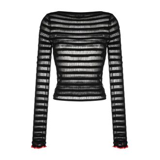 Proenza Schouler Sheer Stripe Casual Pullover - - Tops - Damen - Schwarzk - XS