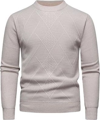Generic T-shirt pour homme - Automne et hiver - Pull &agrave; manches longues en forme de losange avec pull de base chaud et uni pour tout le monde, kaki, XXL