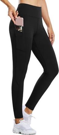 Baleaf Warm Leggings Femmes Hiver Leggings Taille Haute Sport Leggings avec Poches Leggings Laine Yoga Pantalons Hiver Pantalons imperméables Noir XXL