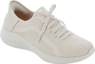 Skechers Baskets Hands Free Slip-ins Ultra Flex 3.0 Brilliant Path pour Femme, Trim en Tricot Naturel, 38.5 EU Large