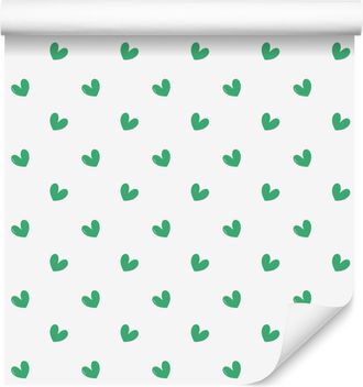OEM Carta Da Parati A Forma Di Cuore Nei Colori Bianco, Menta, Verde Mare E Verde, 50x1000 Cm