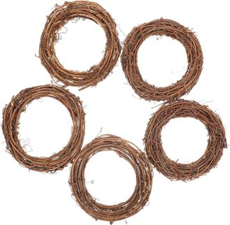 Happyyami 5pcs Rattankranz Türkranz Rebenkranz Wandkranz Rohling DIY Zweig Girlande Tischkranz Weinreben Kranz Rahmen Wandbehang Kranz für Weihnachten Hochzeit 