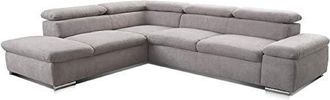 Cavadore Cavadore Ecksofa Alkatraz / Großes Sofa in L-Form mit Ottomanen links und verstellbaren Kopfstützen/ Modernes Design / 274 x 66 x 228 cm / Grau