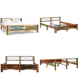 vidaXL Massivholzbett Altholz 180x200 cm - Holzbett - Altholzbett - Vintage Bett - Massives Holzbett - Einzelbett - Home & Living