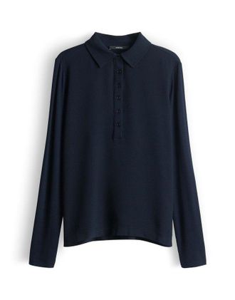 someday Langarm-Poloshirt KERTINE Slim im Materialmix schmale Passform, figurbetont geschnitten, elastischer Stoff