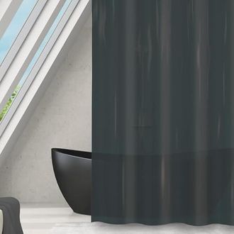 MSV Rideau de Douche PEVA Romana 180x180cm Noir Transparent