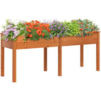 Costway Jardini&egrave;re Sur&eacute;lev&eacute; en Bois avec Pied, Lit de Jardin avec Panneau Diviseur Trous de Drainage, pour Fleur Herbe L&eacute;gume Fruit, 184 x 58 x 77CM, Brun