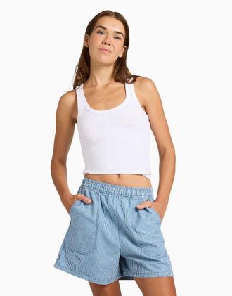 Roxy Stay Wavy - Mittellange Shorts in Kokosmilchwei&szlig; mit Streifen in Jeansblau