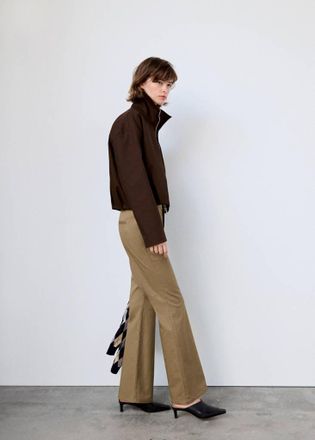 Mango Pantalon flare taille haute kaki - Femme - 34 - MANGO