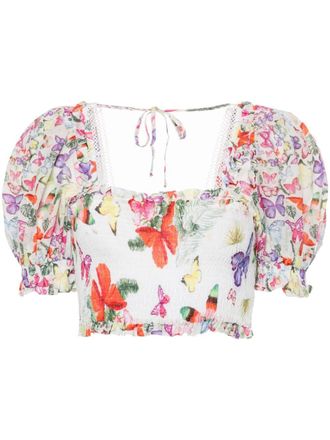 Charo Ruiz Ibiza blouse Lirio à imprimé papillon - Blanc