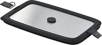 Rösle Edelstahldeckel FLEXX 2GO 1,0 L eckig mit Clips für Lunchbox, Silikonrand, aromadicht, Silikonventil, silberfarben/schwarz, Silbern