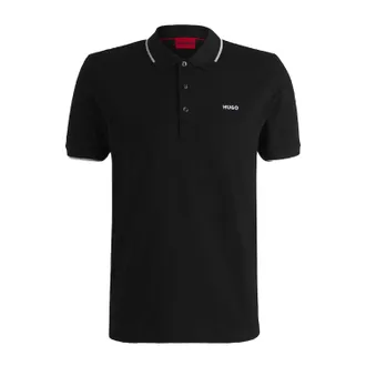 HUGO BOSS Hugo - Poloshirt f&uuml;r Herren, Baumwolle Piqu&eacute;, kurz&auml;rmlig (Schwarz)