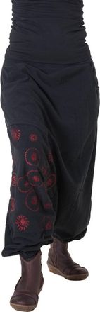 vishes Alternative Bekleidung - warme Thermo Haremshose aus Fleece - Bestickt schwarz dunkelrot 34-38