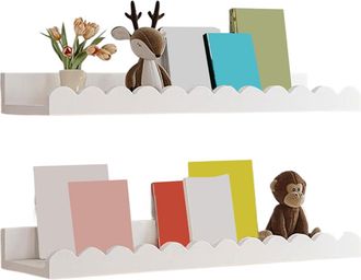 Generic Wand B&uuml;cherregal - 2 Teile Holz Organizer, Schwimmende Lagerst&auml;tte, Dekorative Display-Leiste, Gebogene Kante Wand | F&uuml;r Kinder Schlafzimmer Kinderzim