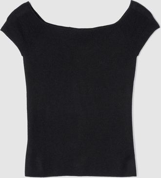 Eric Bompard Top Maille Uniecolure Bardot Noir