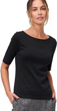 Zero Kurzarmshirt Damen Baumwollshirt mit U-Boot Ausschnitt (1-tlg) Plain/ohne Details