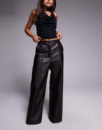 Bardot Marlowe - Pantalon imitation cuir - Chocolat fonc&eacute;-Marron