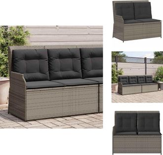 vidaXL Gartenbank Verstellbar mit Kissen Grau Poly Rattan - Verstellbare Gartenbank - Verstellbare Gartenb&auml;nke - Gartenbank - Outdoor Bank
