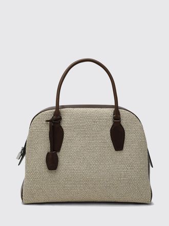 The Row Sac &agrave; main India en m&eacute;lange de lin et coton avec d&eacute;tails en cuir