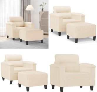 vidaXL Vidaxl - Fauteuil avec repose-pied Beige 60 cm Tissu microfibre - Canapé Relax - Fauteuils Confortables - Mobilier Salon - Chaise Lounge - Meuble