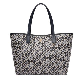 Tommy Hilfiger Handtasche Tommy Hilfiger Th Icon Tote Jacquard AW0AW18889 Blau