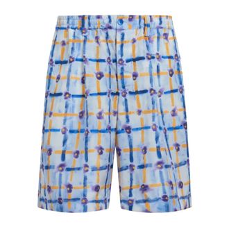Marni Homme, Shorts, Multicolore, Taille: S Short Saraband Imprim&eacute; en Soie &agrave; Cordon de Serrage