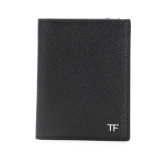 Tom Ford Homme, Accessoires, Noir, Taille: ONE Size Petit Portefeuille Pliant en Cuir Grain&eacute;