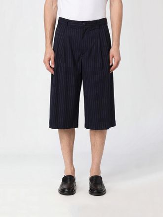 Barena Short chino &agrave; rayures tennis en laine m&eacute;lang&eacute;e &agrave; jambe large